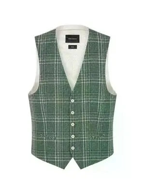 RAMON SANJURJO Check-pattern Silk Waistcoat