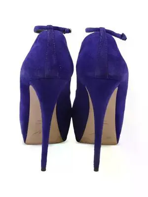 GIUSEPPE ZANOTTI Violet Suede Peep-toe Ankle-strap Pumps