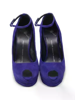 GIUSEPPE ZANOTTI Violet Suede Peep-toe Ankle-strap Pumps