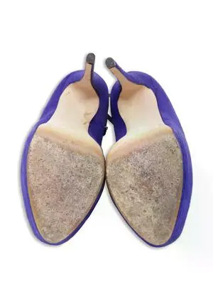 GIUSEPPE ZANOTTI Violet Suede Peep-toe Ankle-strap Pumps