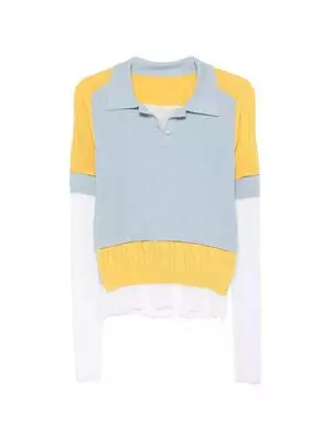 Marie Adam-Leenaerdt Cable-knit Panelled Polo Top - Yellow