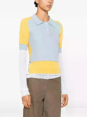 Marie Adam-Leenaerdt Cable-knit Panelled Polo Top