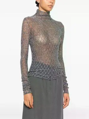Marie Adam-Leenaerdt Diamond-mesh High-neck Top