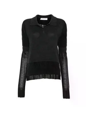 Marie Adam-Leenaerdt Layered Knitted Polo Top - Black