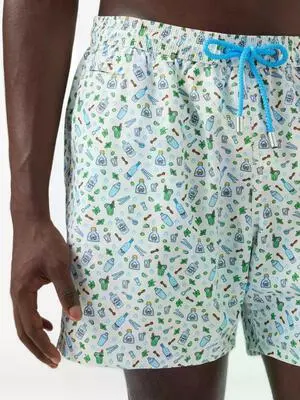 MC2 SAINT BARTH White Cocktail Print Swim Shorts - Neutrals
