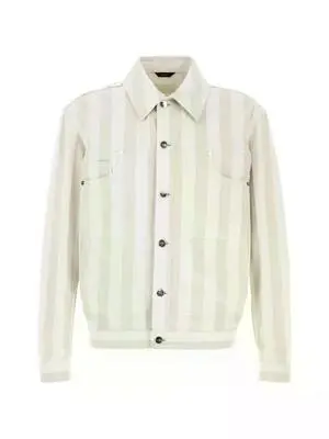 Fendi Vertical Stripe Cotton Jacket - Neutrals