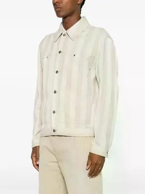 Fendi Vertical Stripe Cotton Jacket - Neutrals