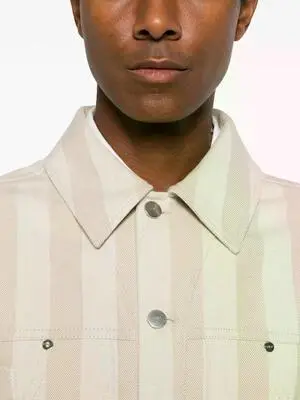 Fendi Vertical Stripe Cotton Jacket - Neutrals