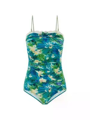 Chloé Ruched Floral-print Swimsuit