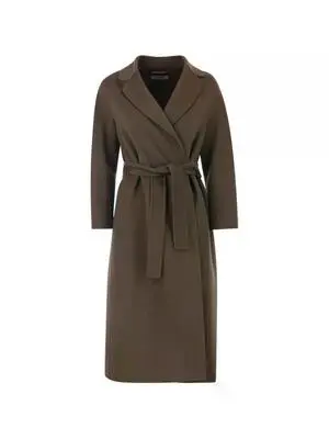 Max Mara Belted Virgin Wool Coat - Brown
