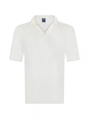 Fedeli Ribbed-knit V-neck T-shirt - White