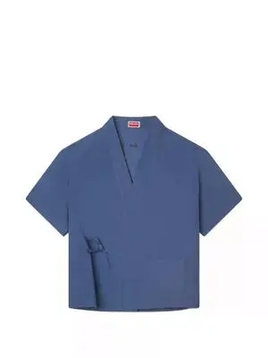 Kenzo Wrap-front Short-sleeve Shirt - Blue