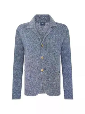 Fedeli Button-up Notched-lapel Cardigan - Blue