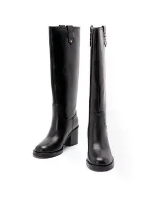 TWINSET Logo Plaque Block Heel Boots