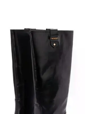TWINSET Logo Plaque Block Heel Boots