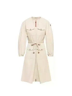Moncler Logo Patch Poplin Midi Dress