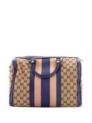 Gucci Vintage Web Boston Bag Gg Canvas Medium Satchel
