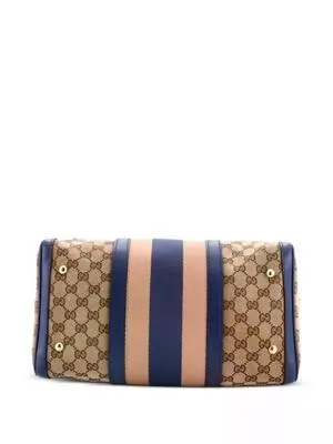 Gucci Vintage Web Boston Bag Gg Canvas Medium Satchel