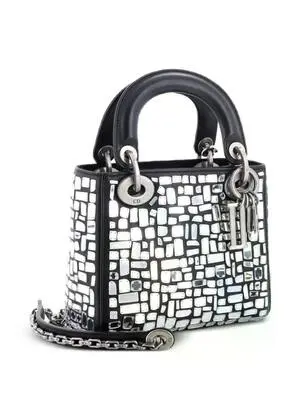 Dior Lady Chain Bag Leather And Mirror Mosaic Mini Shoulder Bag - Black