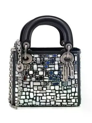 DIOR Lady Dior Chain Bag Leather And Mirror Mosaic Mini Shoulder Bag