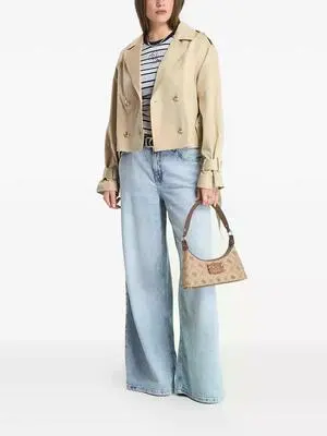 Guess Double-breasted Belted Cropped Trenchcoat - Neutrals