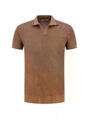 GRAN SASSO Waffle-knit Short-sleeve Polo Shirt - Brown