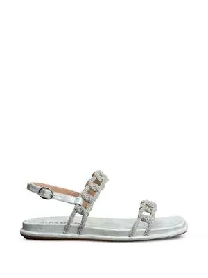 ALMA EN PENA Crystal-embellished Chain-link Sandals - Silver
