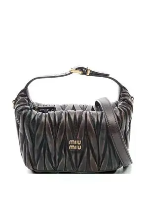 Miu Miu Matelassé Leather Handbag - Brown