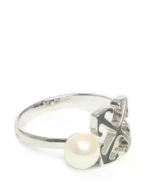 Off-White Signature Arrows Faux Pearl Embellished Open Cuff Ring