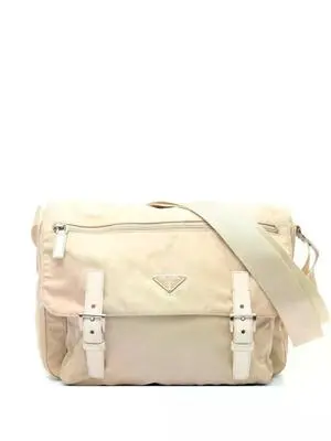 Prada Light Beige Logo Plate Cross Body Bag - Neutrals