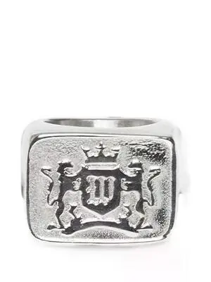 WASTED Engraved Crest Signet Ring - Silver