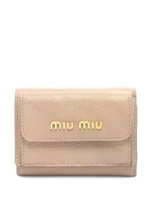 Miu Miu 2010s Madras Trifold Wallet - Neutrals