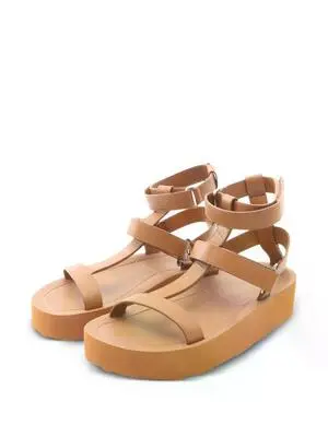 Hermès Leather Platform Sandals - Neutrals