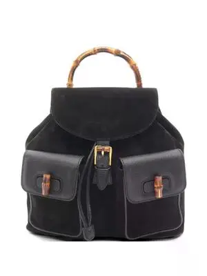 Gucci Bamboo Suede Backpack - Black