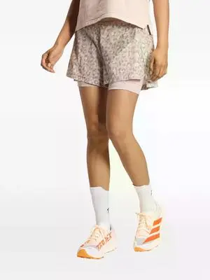 Adidas Terrex Xploric Leopard-print Shorts - Neutrals