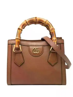 Gucci Calfskin Bamboo Diana Satchel - Brown