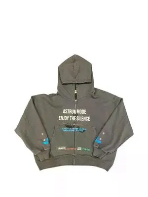 ASTRUM Graphic Print Zip-up Hoodie - Black