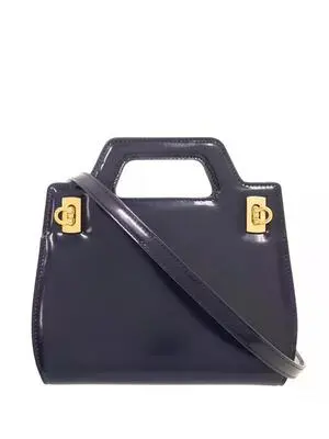 FERRAGAMO Mini Brushed Calfskin Wanda Top Handle Bag Satchel - Blue