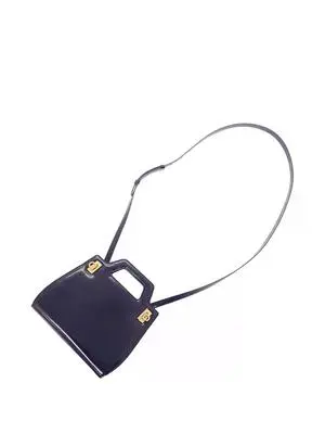 FERRAGAMO Mini Brushed Calfskin Wanda Top Handle Bag Satchel - Blue