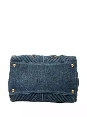 Miu Miu Matelassé Denim Biker Tote Satchel