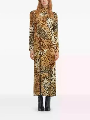 Roberto Cavalli Leopard-print High-neck Dress