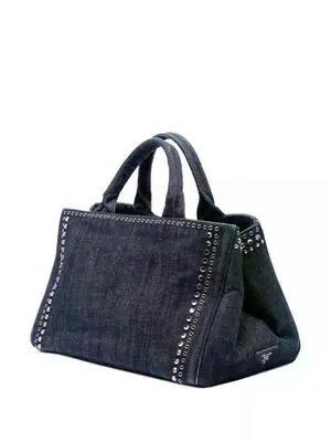 Prada Canapa Logo Studded Satchel