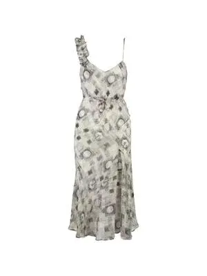 Dries Van Noten Sleeveless V-neck Dress With Ruffled Straps