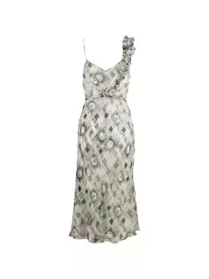Dries Van Noten Sleeveless V-neck Dress With Ruffled Straps