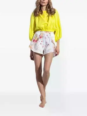 FOLIE DU LIN Oriana Floral-print Eyelet Jumpsuit - White