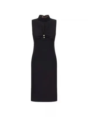 Roberto Cavalli High-neck Midi Dress - Black