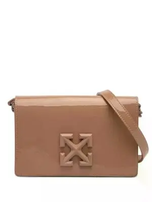 Off-White Patent Jitney Crossbody Bag - Brown
