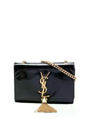 Saint Laurent Small Patent Monogram Kate Tassel Crossbody Bag - Black