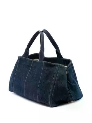 Prada Denim Canapa Logo Tote Bag