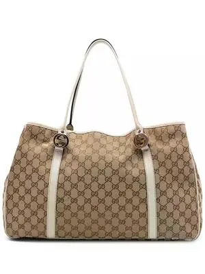 Gucci Large Gg Canvas Twins Tote Bag - White